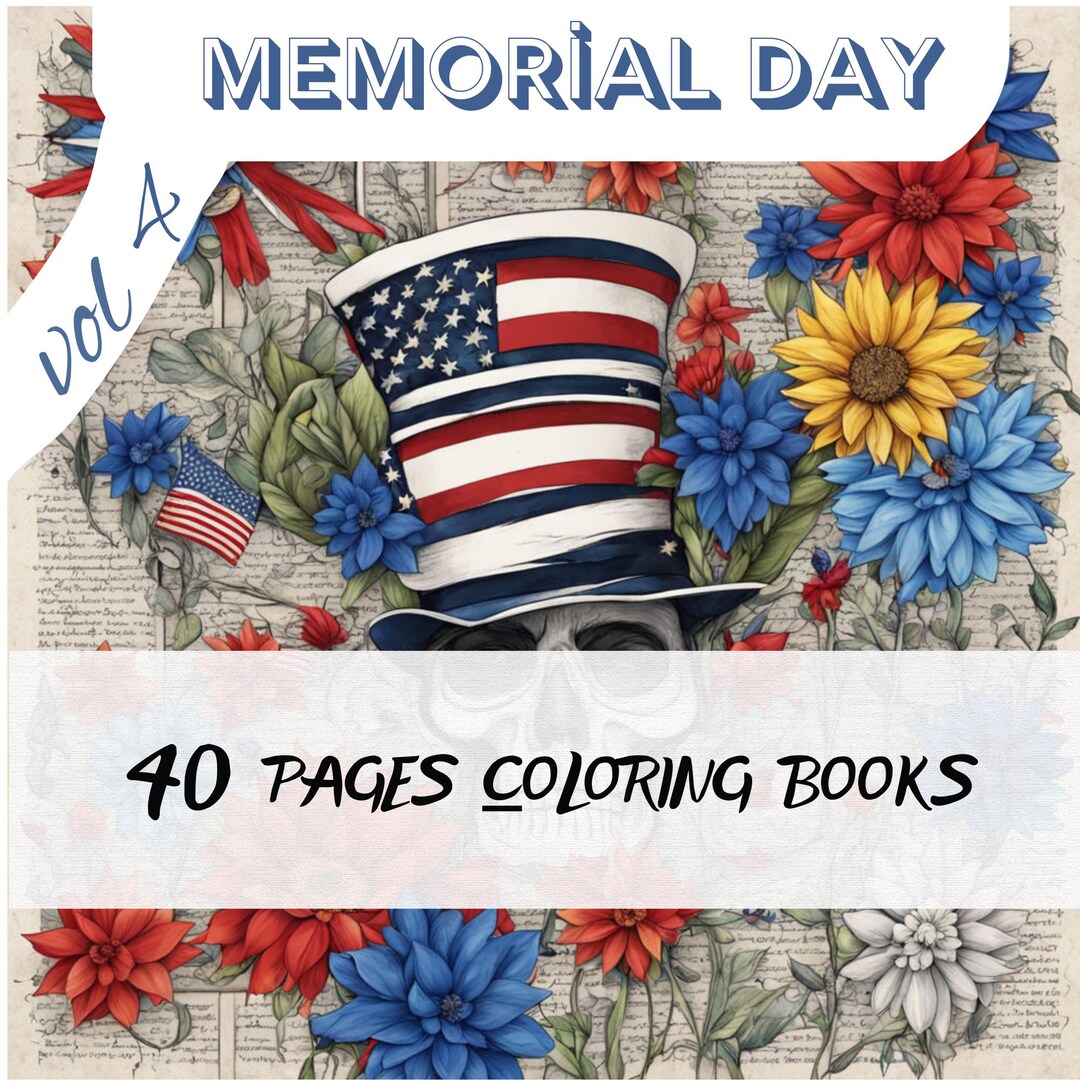 Memorial Day Printable Art, Patriotic Coloring Sheets, Memorial Day ...