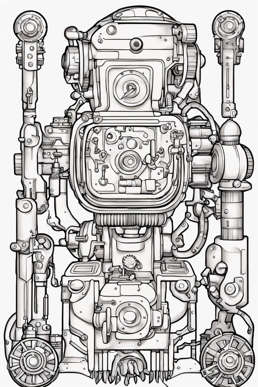 Mechanical Coloring Book, Gears and Gadgets Coloring, Digital ...