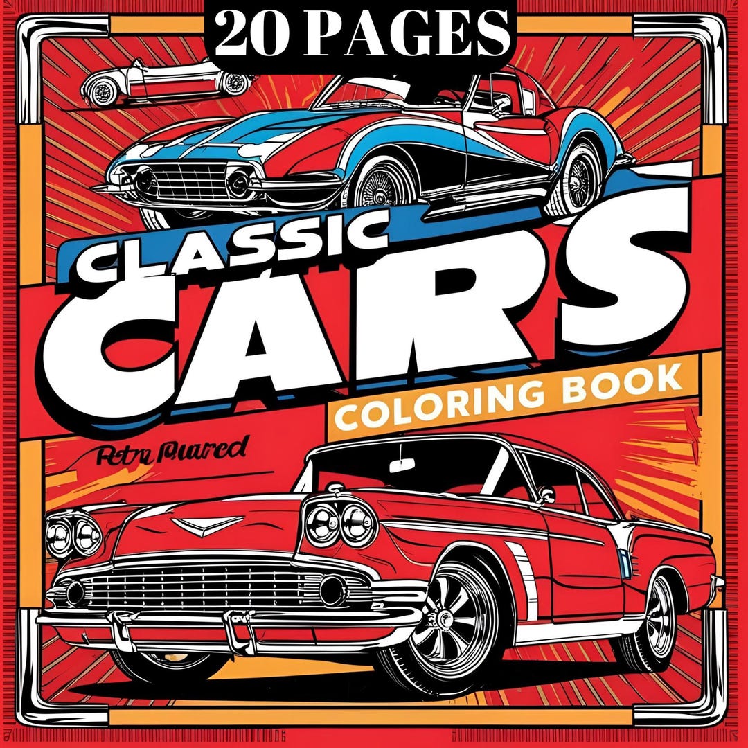 Classic Cars Coloring Book, Vintage Car Designs, Retro Car Coloring ...