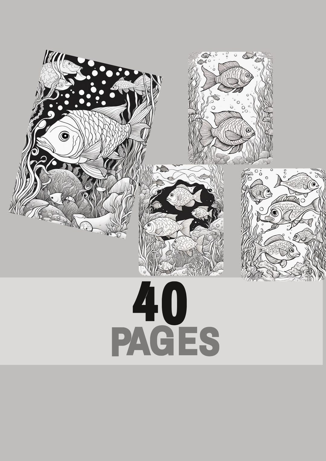 Underwater Coloring Book, Fish Coloring Pages, Ocean Life Art, Digital ...