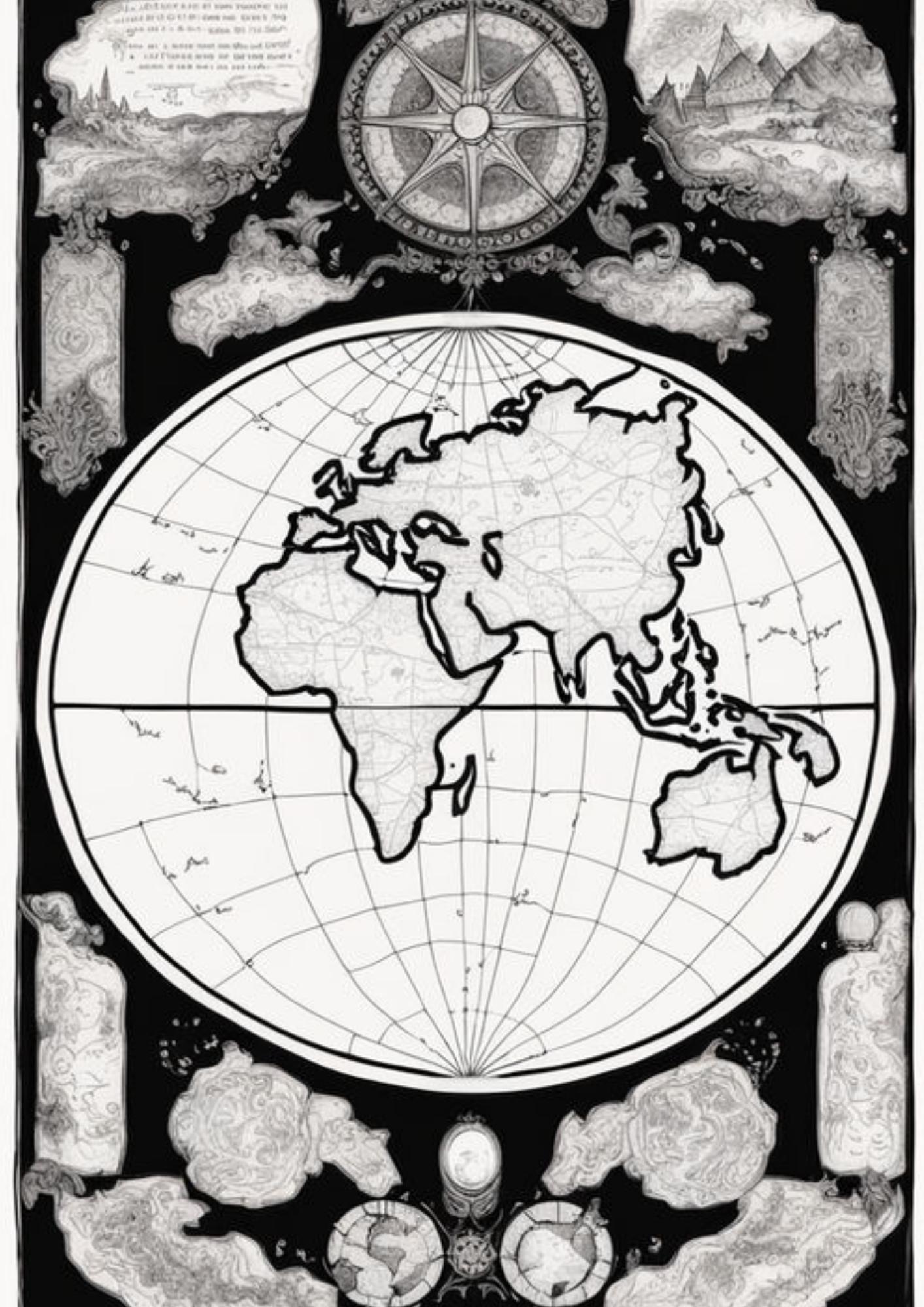 World Maps Coloring Book, Digital Coloring Book, Printable World Maps ...