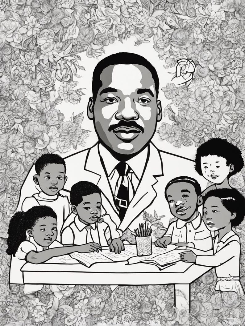 Martin Luther King Jr. Coloring Book,mlk Day Digital Art, Civil Rights ...