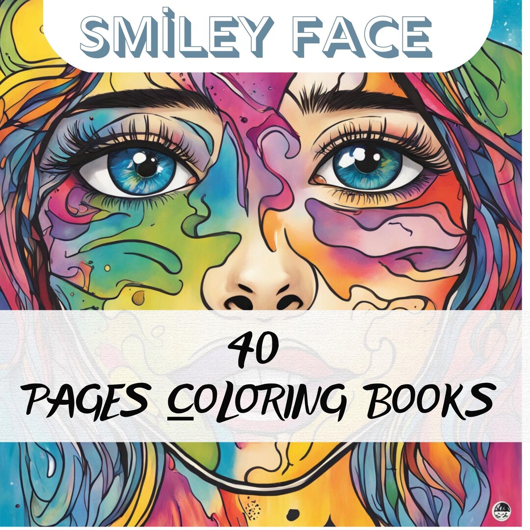 Smiley Face Coloring Book, Happy Face Designs, Digital Smiley Art ...