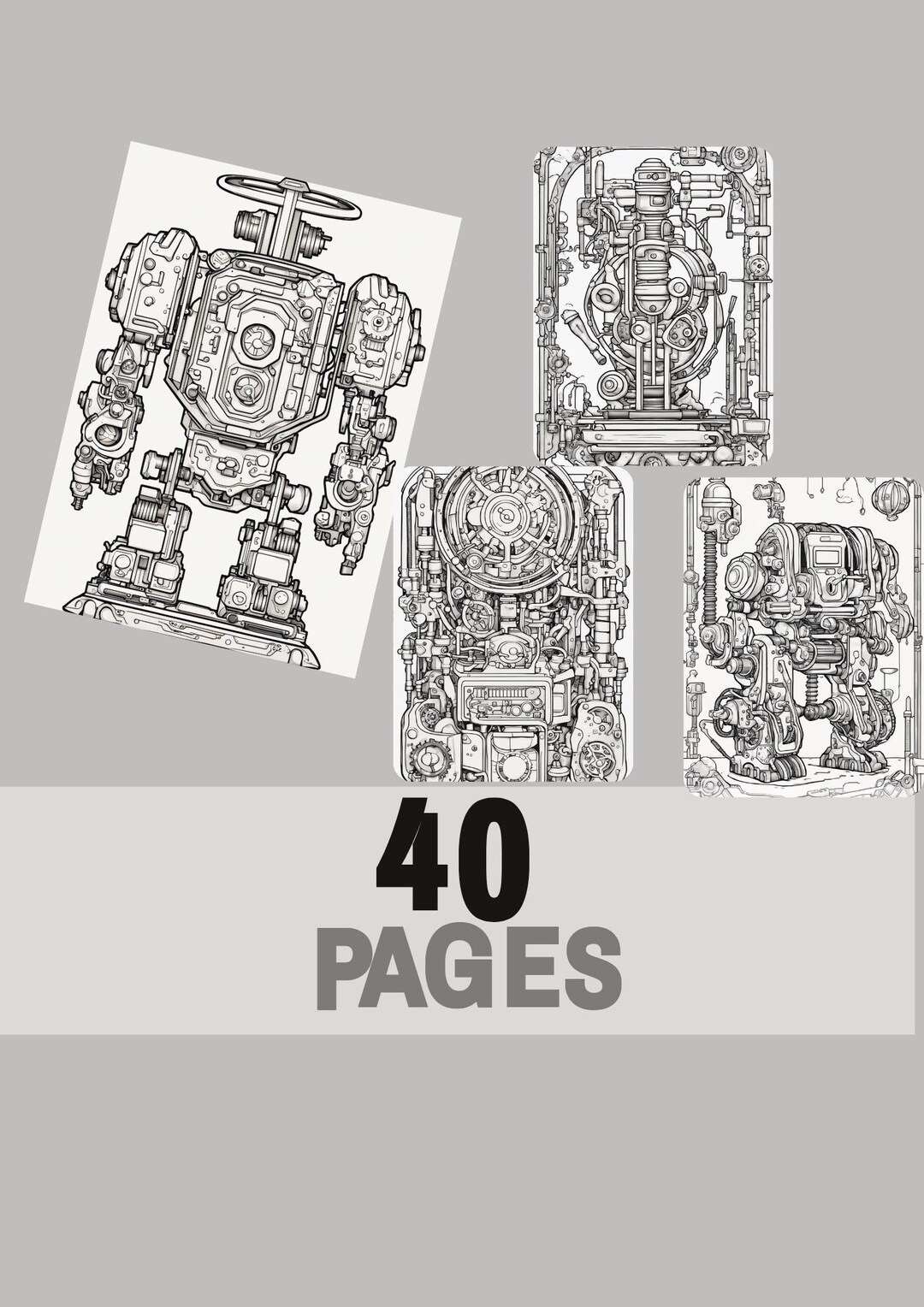 Mechanical Coloring Book, Gears and Gadgets Coloring, Digital ...