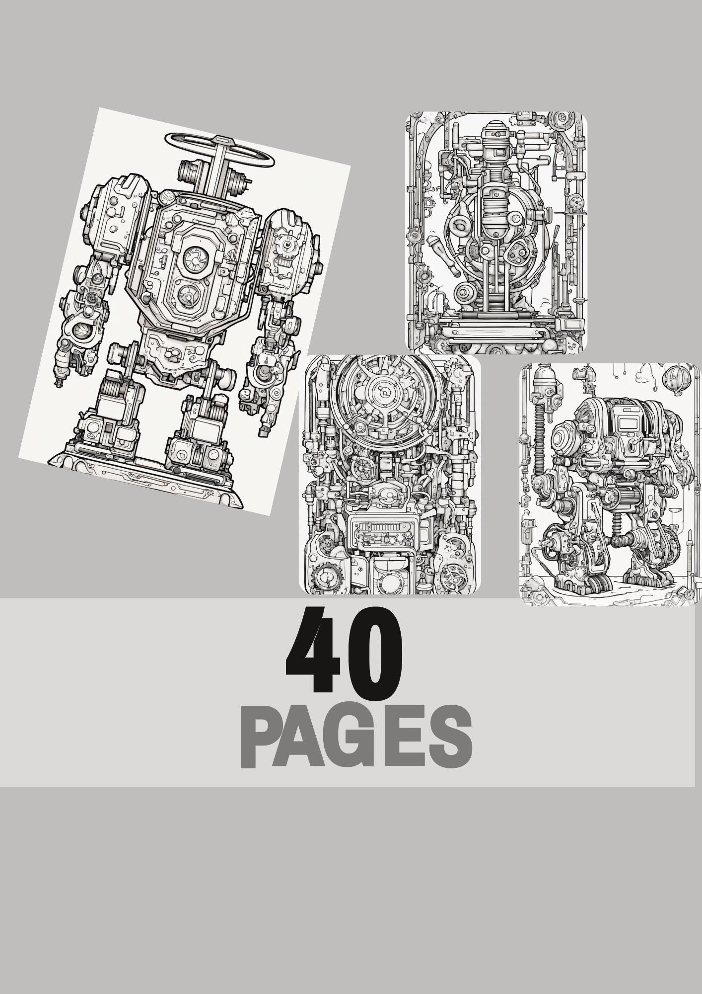 Mechanical Coloring Book, Gears and Gadgets Coloring, Digital ...
