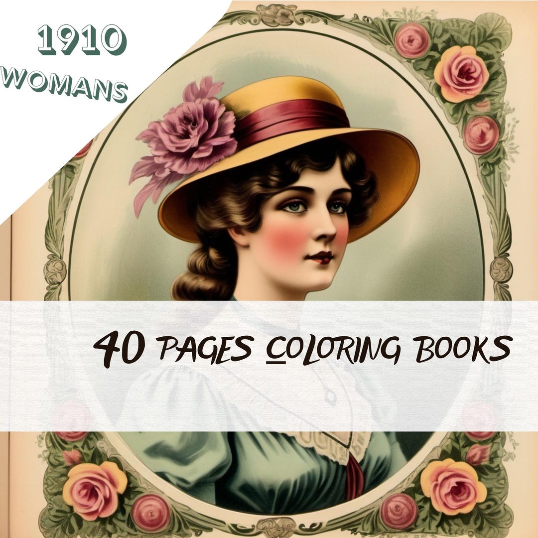 1910s Women's Coloring Book, Vintage Fashion Coloring Pages, Edwardian ...