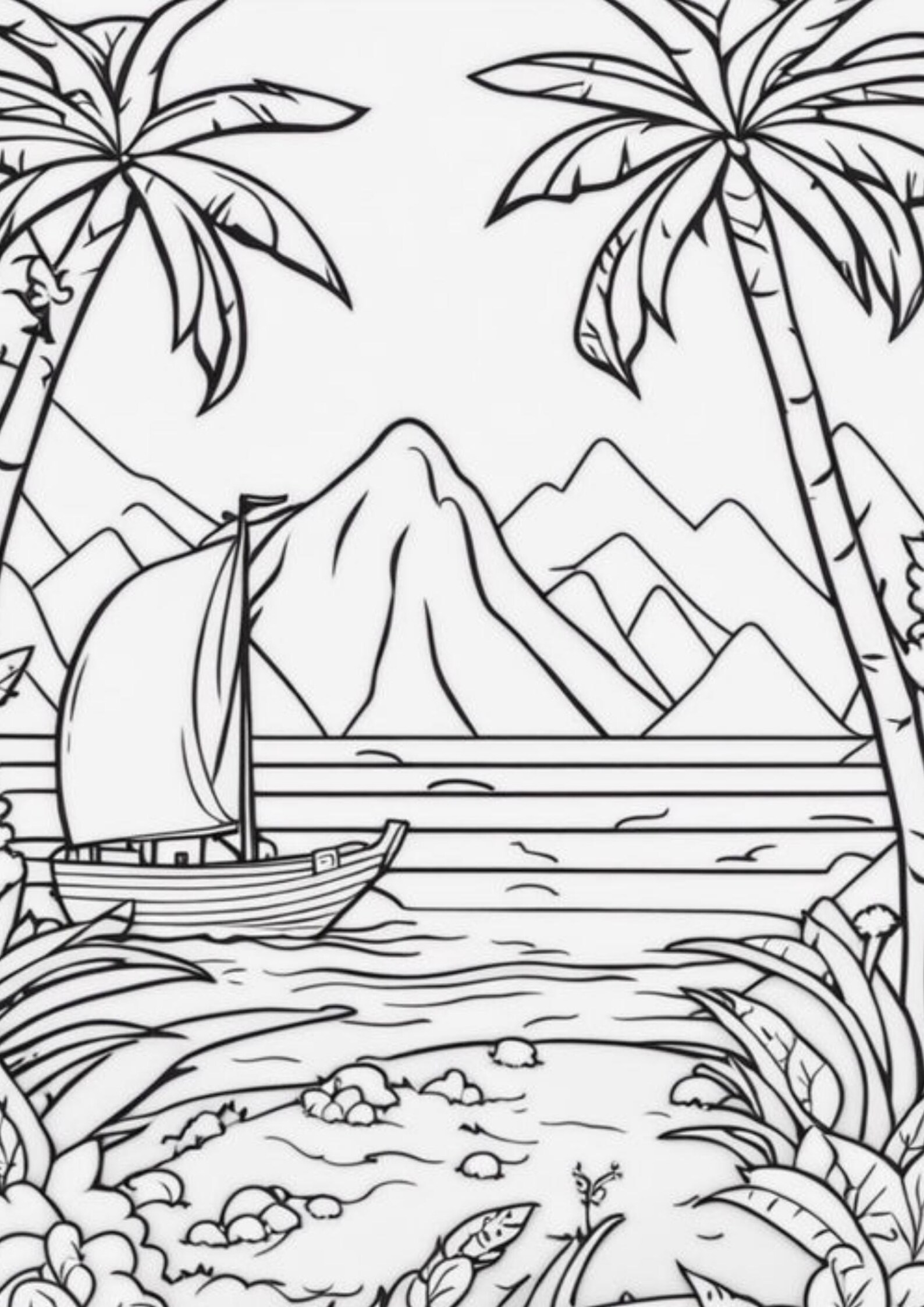 Enchanted Island Coloring Book, Digital Fantasy Coloring, Magical ...