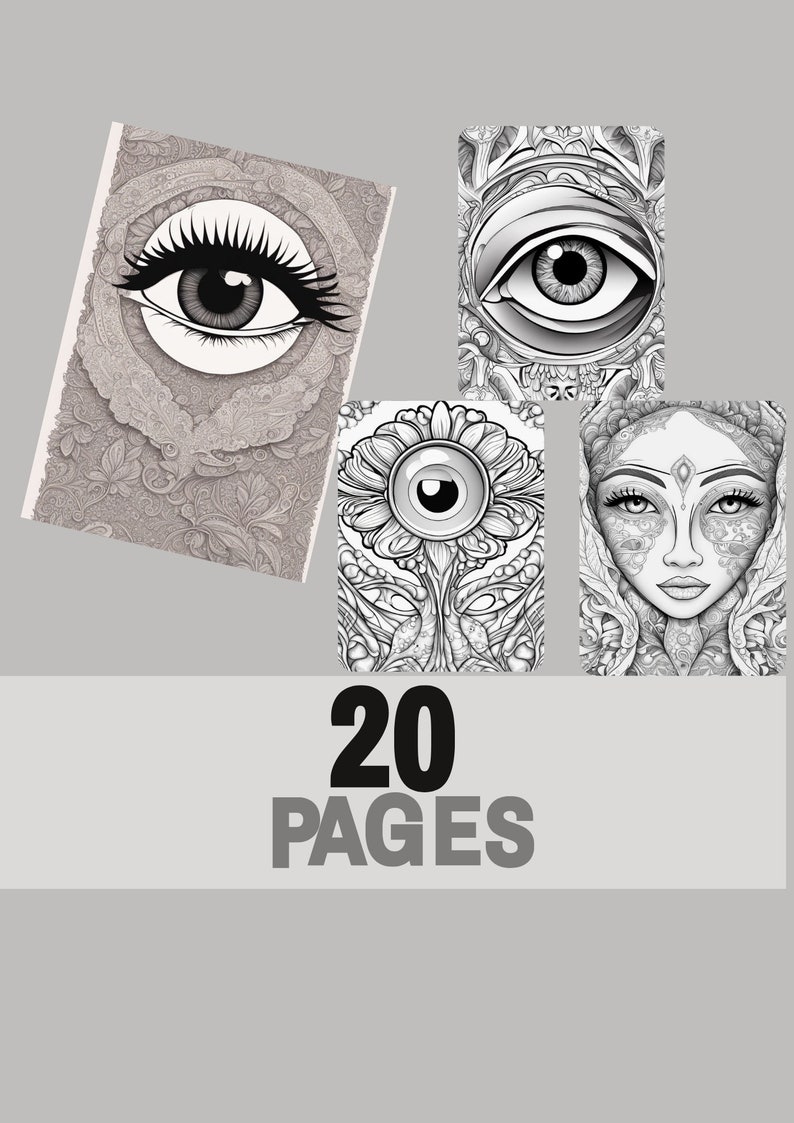20 Human Eye Coloring Book, Digital Eye Art, Printable Eye Designs, Eye ...
