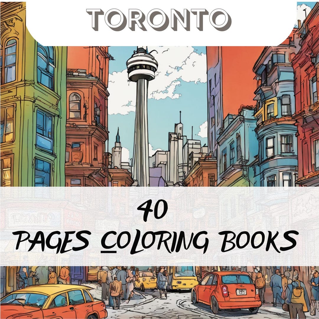 Toronto Coloring Book, Digital Toronto Art, Canada Landmarks Coloring ...