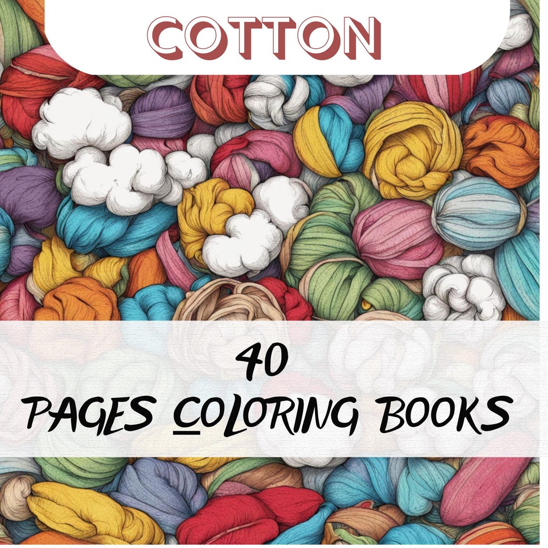 Cotton Coloring Book, Nature-themed Coloring, Digital Cotton Art ...