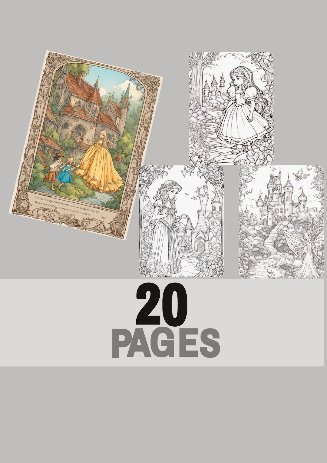 Fairy Tale Coloring Book, Digital Coloring Pages, Magical Illustrations ...