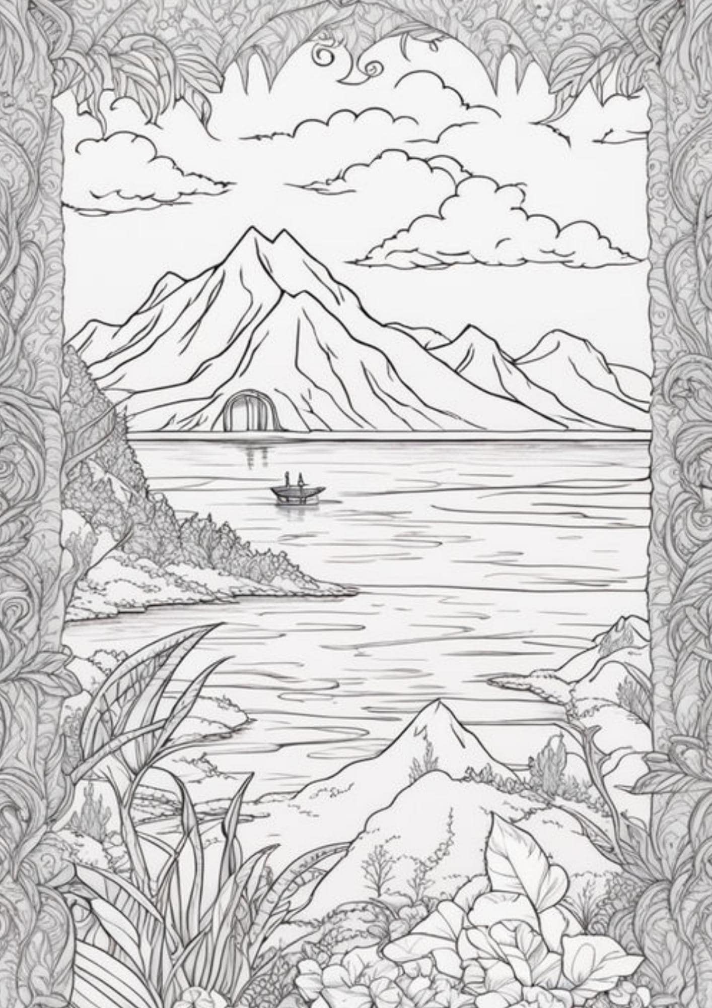 Enchanted Island Coloring Book, Digital Fantasy Coloring, Magical ...