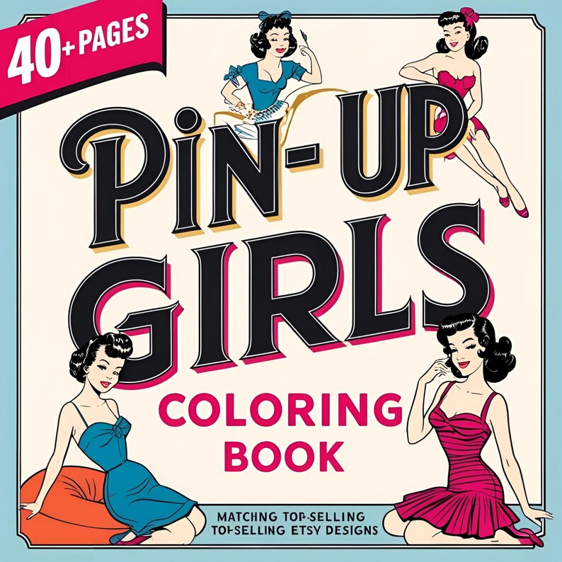 Pin-up Girl Coloring Book, Retro Pin-up Art, Vintage Pin-up Girls ...