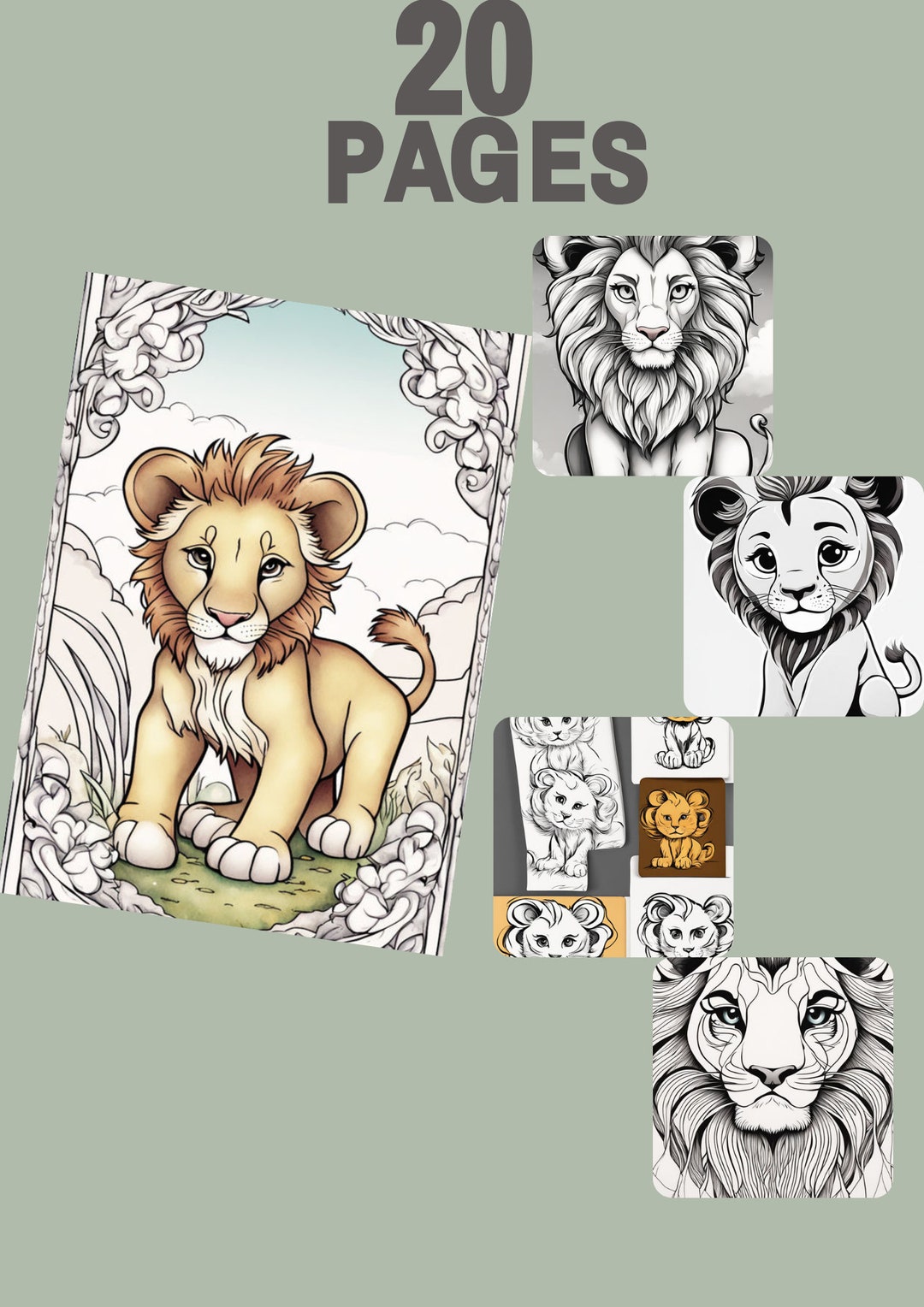 20 Cute Baby Lion Coloring Book, Alphabet Coloring Book, Baby Coloring ...