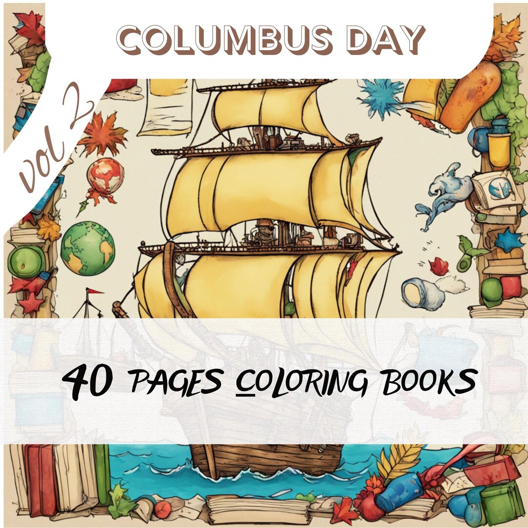 Columbus Day Printable, Digital Columbus Day Art, Printable Coloring ...