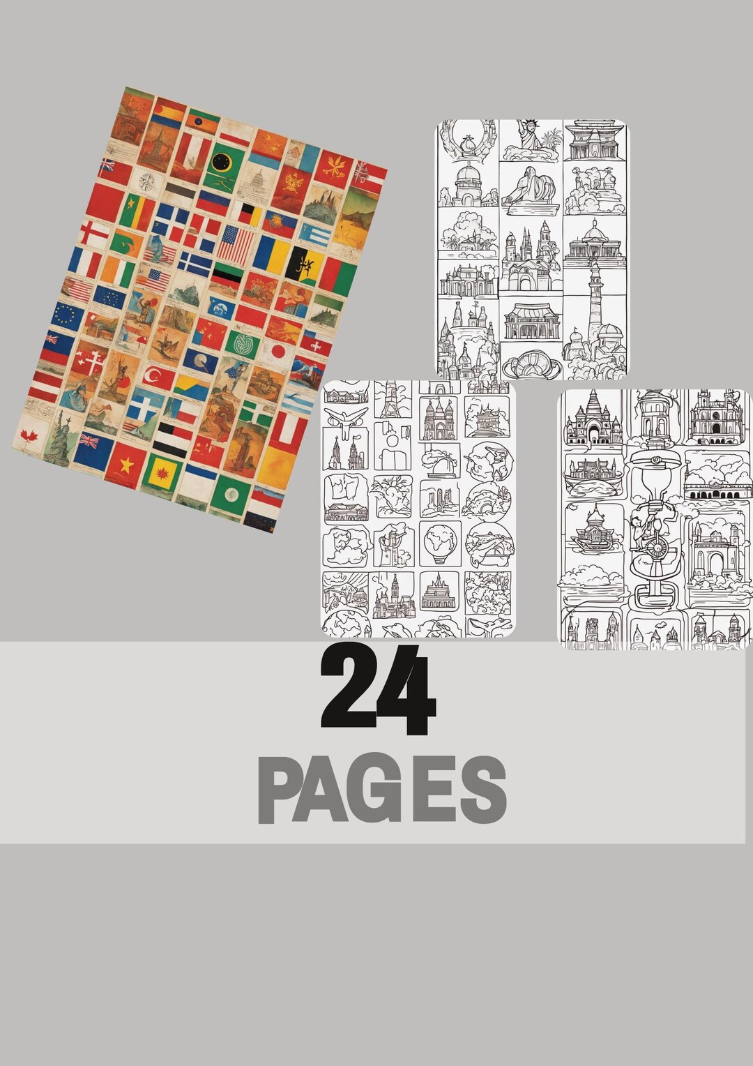 World Symbols Coloring Book, Cultural Symbols Coloring, International ...