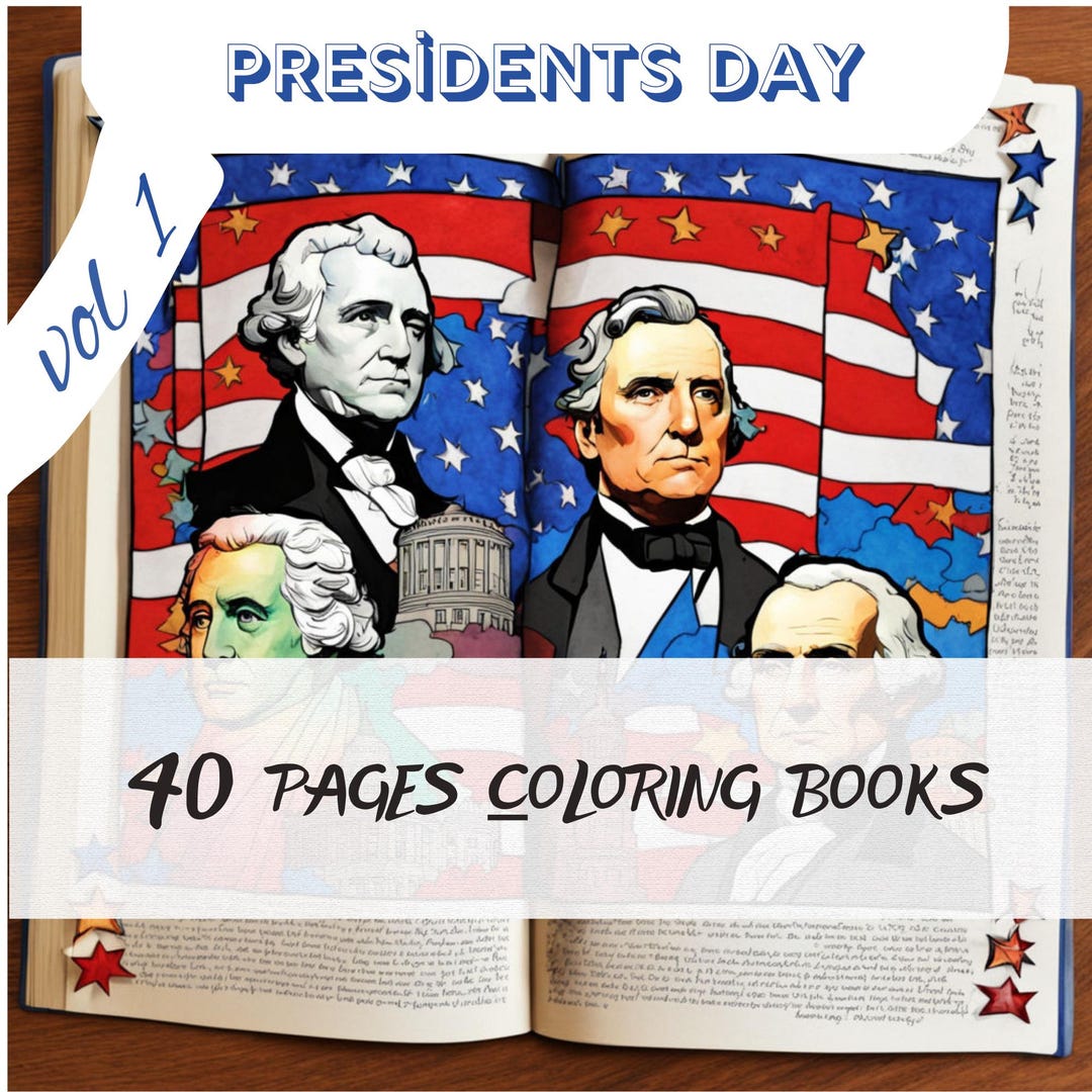 Presidents Day Coloring Book, U.S. Presidents Art, Educational Coloring ...