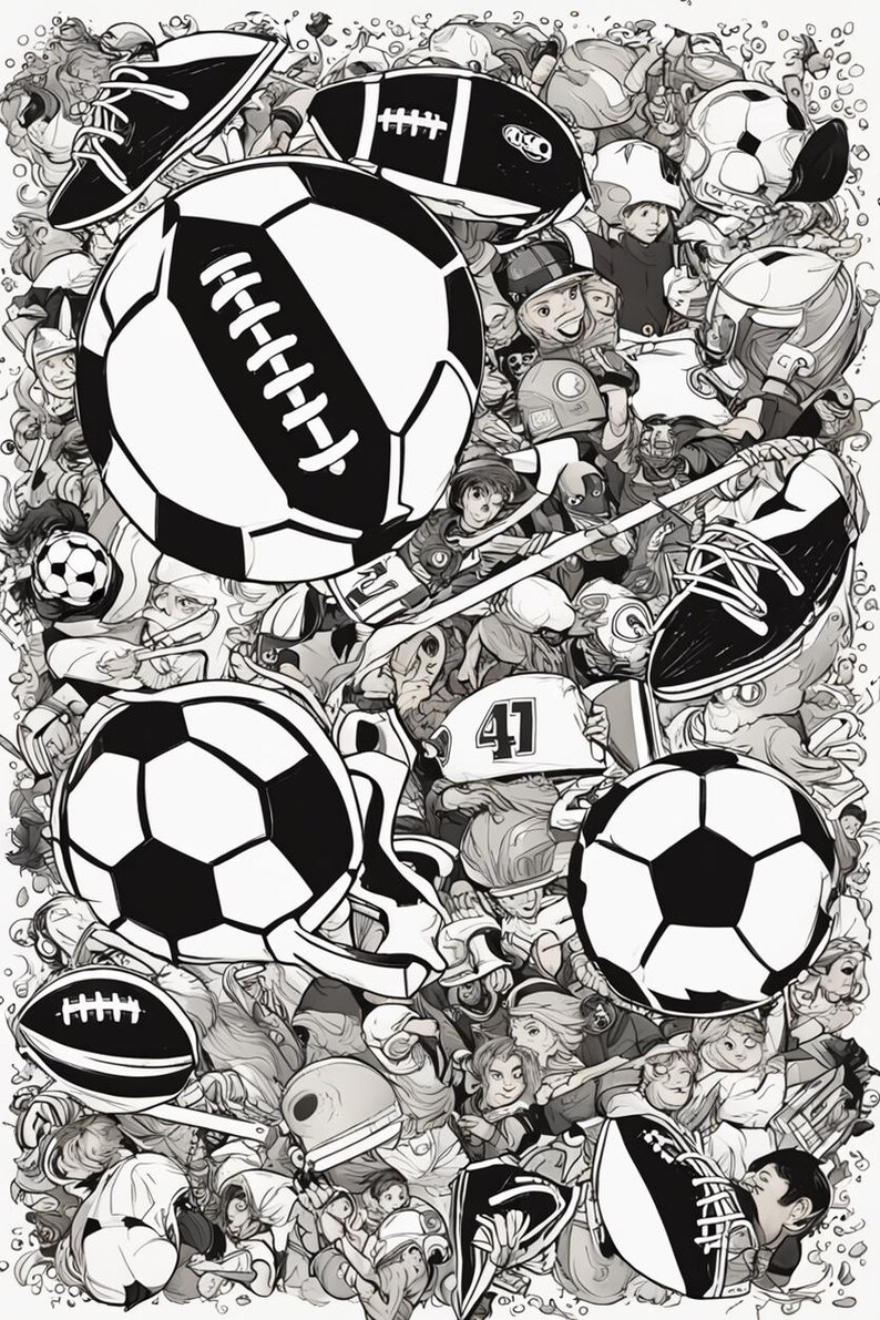 Football Coloring Pages, Soccer Coloring Sheets, Reverse Coloring Book ...