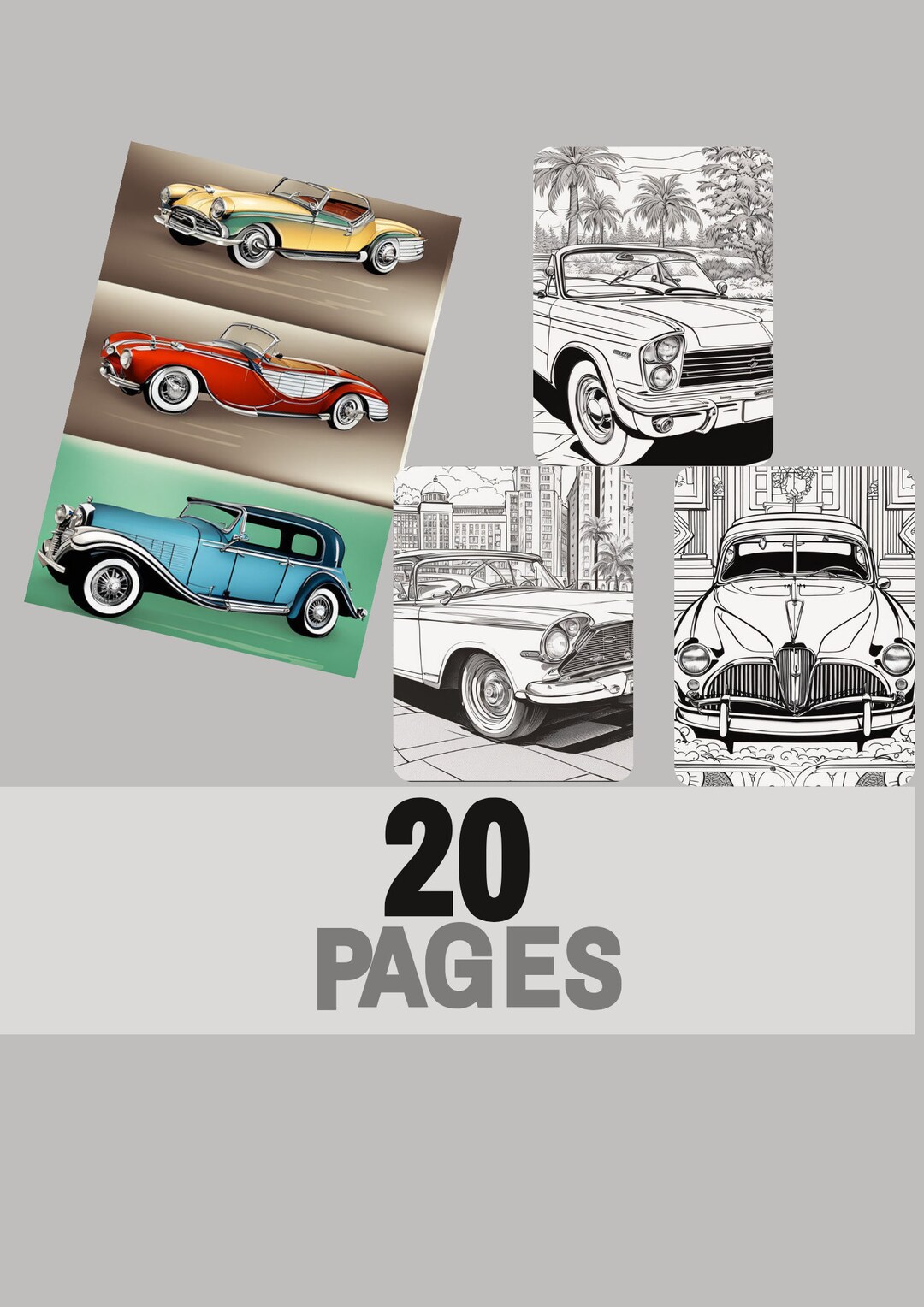 Classic Cars Coloring Book, Vintage Car Designs, Retro Car Coloring ...