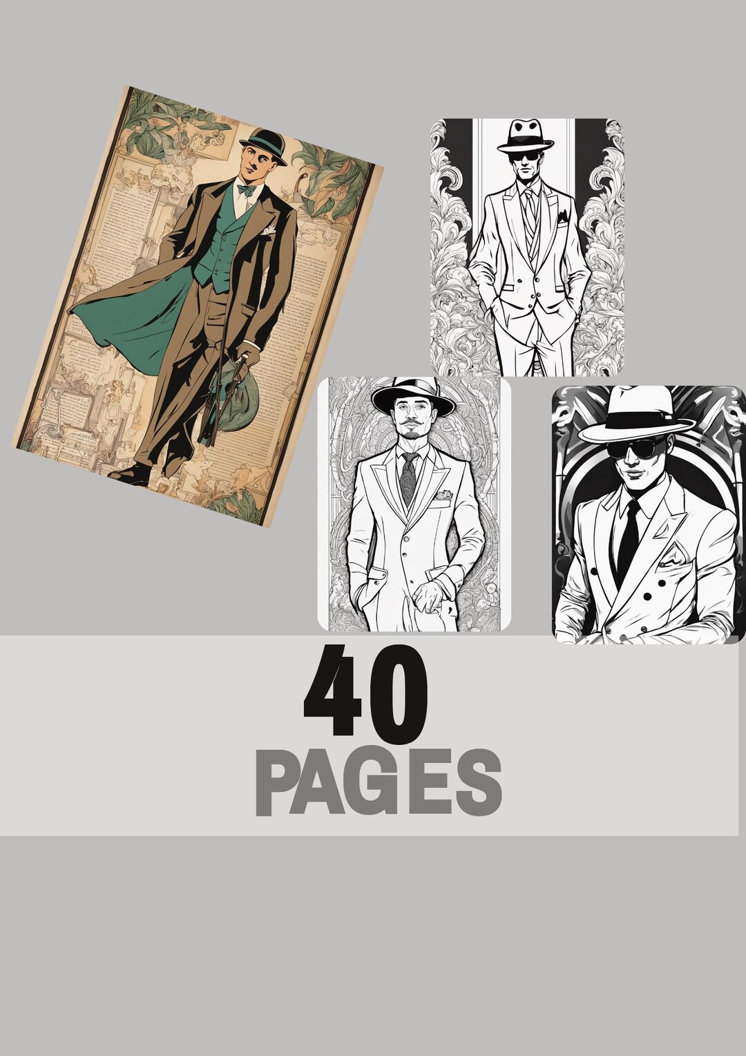 1920s Man Coloring Book, Roaring Twenties Fashion Coloring, Vintage ...