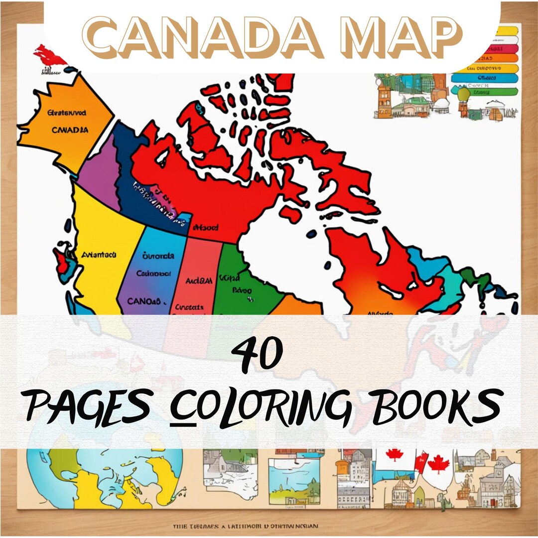 Canada Map Coloring Book, Digital Canada Map Download, Printable Canada ...