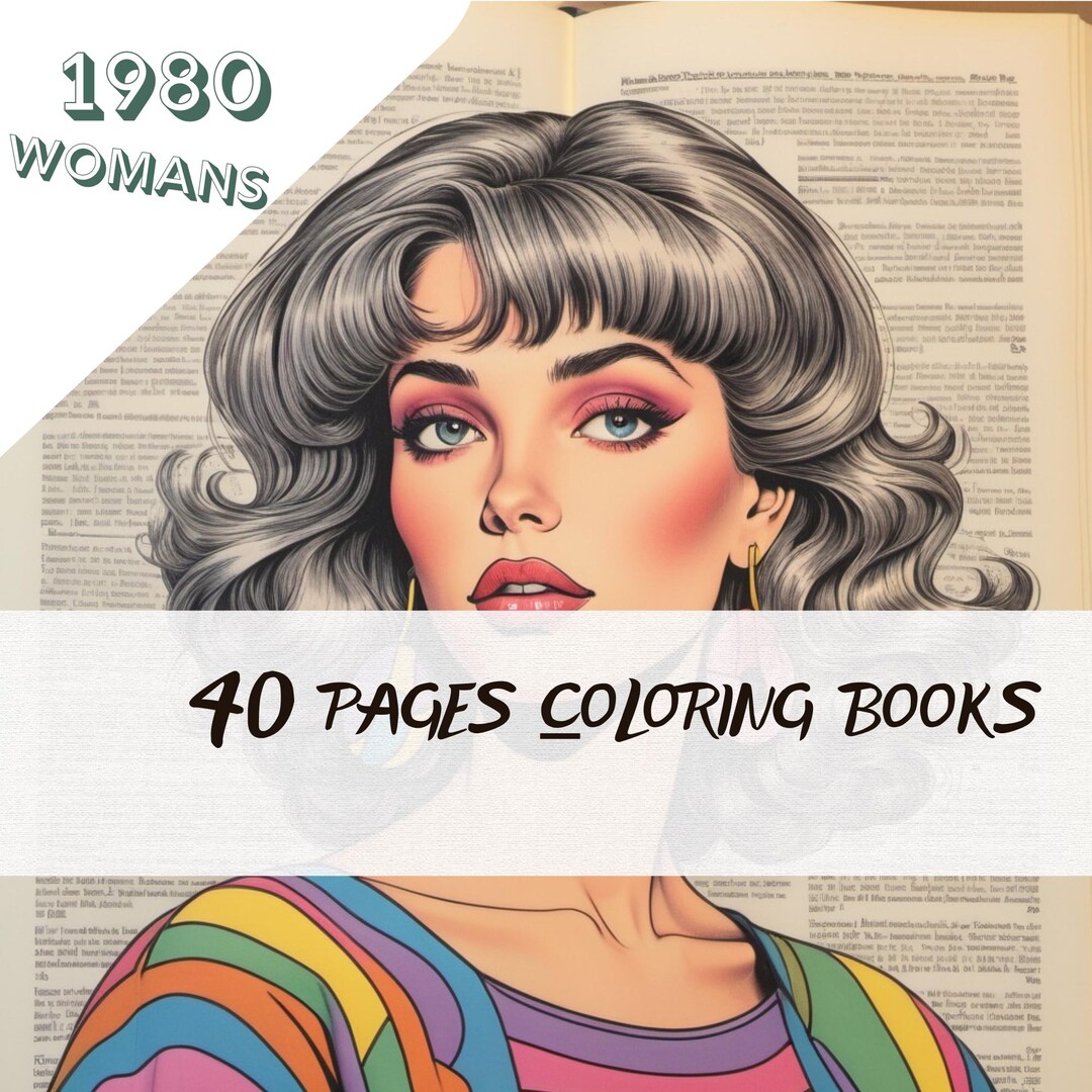 1980s Women Coloring Book, 1980s Fashion Coloring Pages, Retro 1980s ...