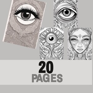 20 Human Eye Coloring Book, Digital Eye Art, Printable Eye Designs, Eye ...