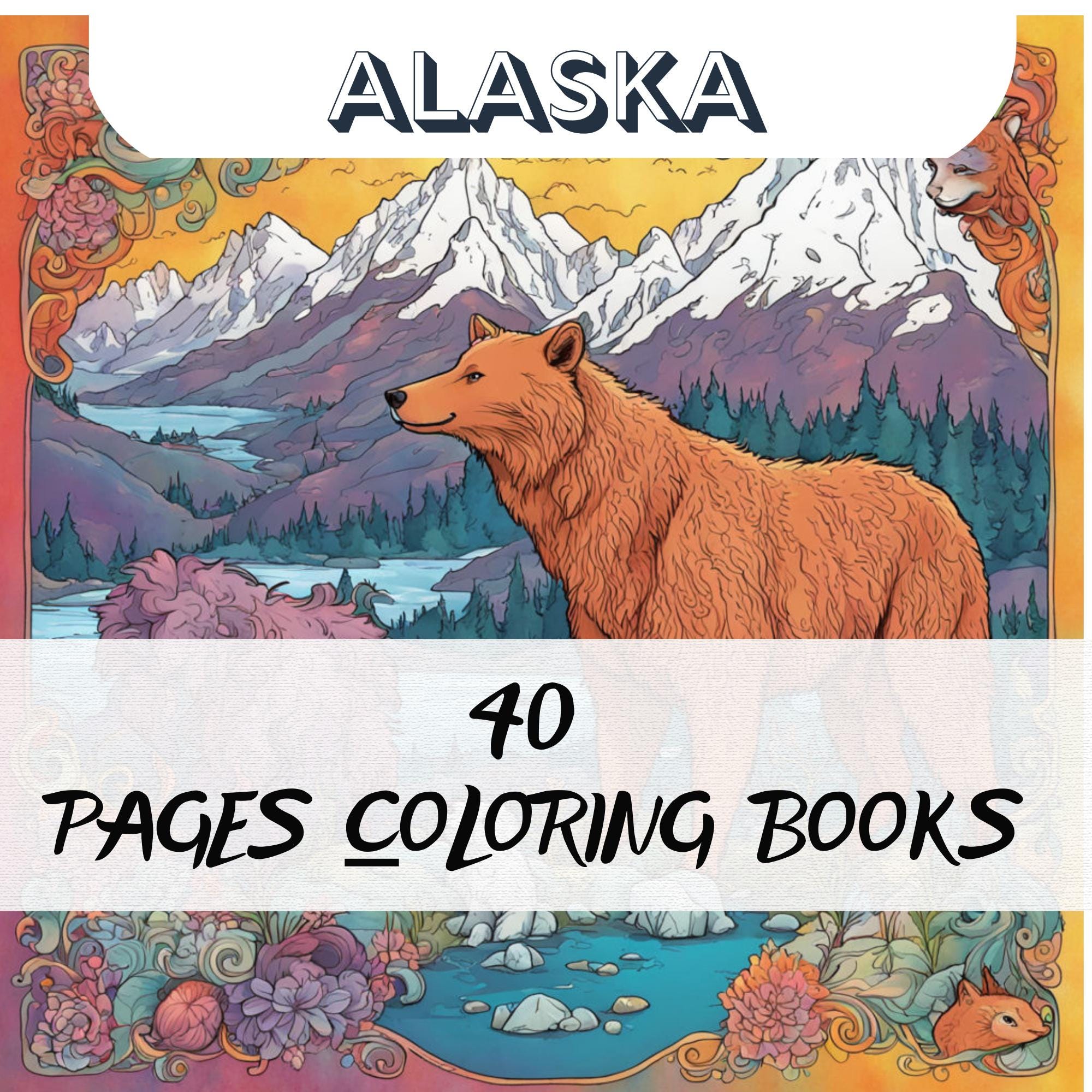 Alaska Coloring Book, Digital Coloring Book, Nature Coloring Pages ...