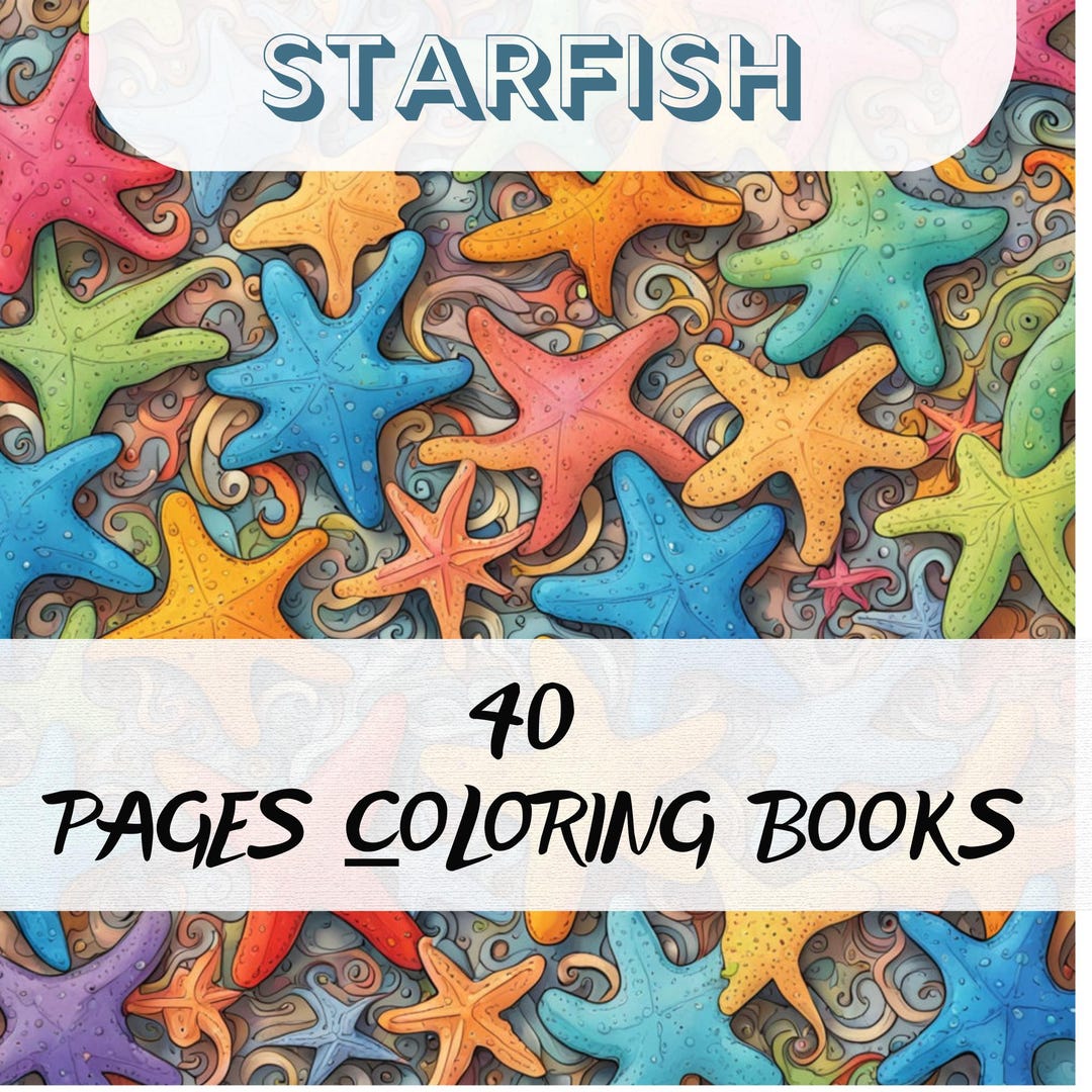 Starfish Coloring Book, Ocean Life Coloring, Digital Starfish Art ...