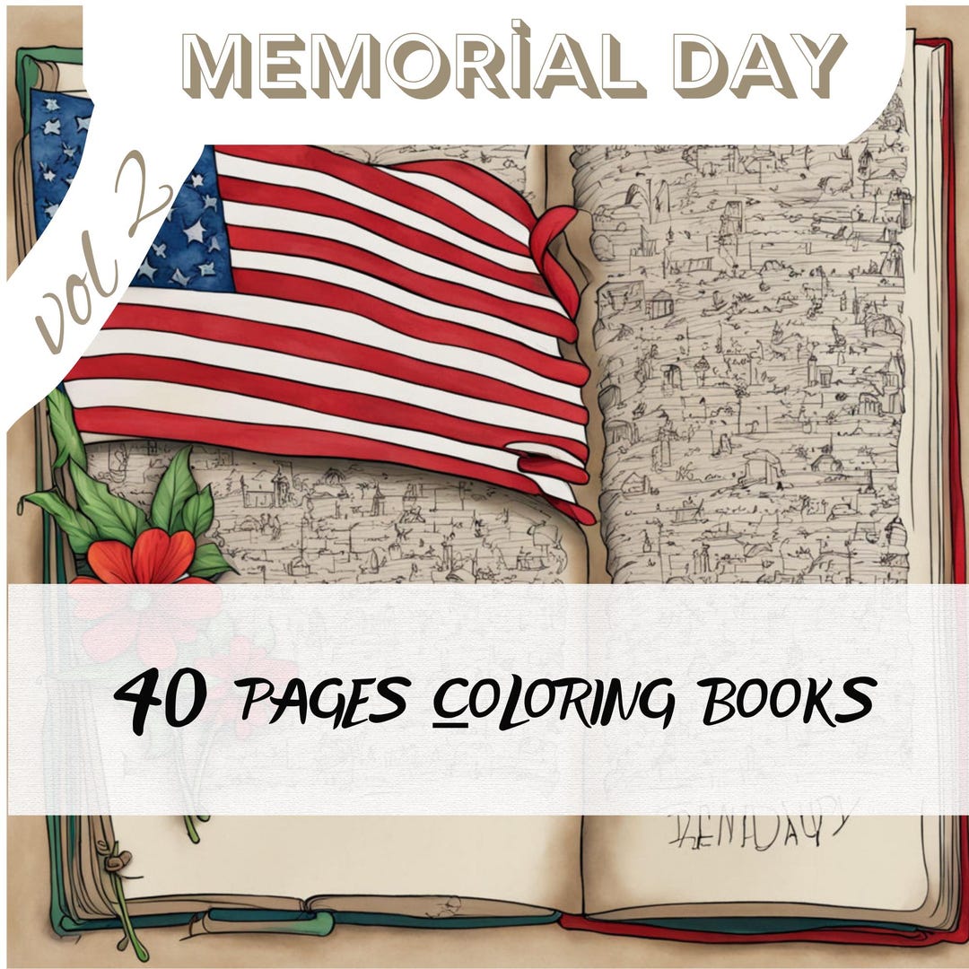 Memorial Day Printable Coloring Book, Patriotic Memorial Day Activity ...