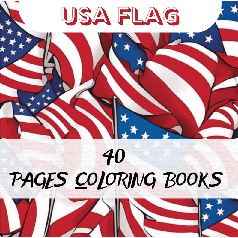 USA Flag Coloring Book, Digital USA Flag Art, Printable American Flag ...