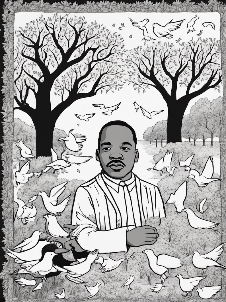 Martin Luther King Jr. Coloring Book,mlk Day Digital Art, Civil Rights ...