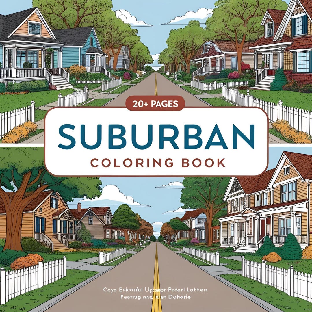 20 Suburban House Coloring Book, Digital House Art, Printable House ...