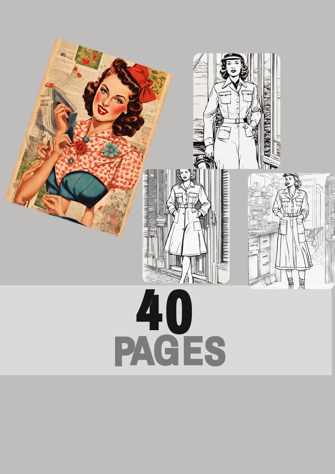 1940s Womens Coloring Book, WWII Fashion Coloring, Vintage 1940s ...