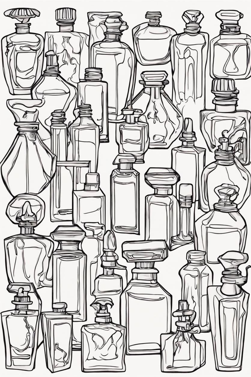 Perfume Bottles Coloring Book, Colorful Perfume Art, Colorful Perfume ...