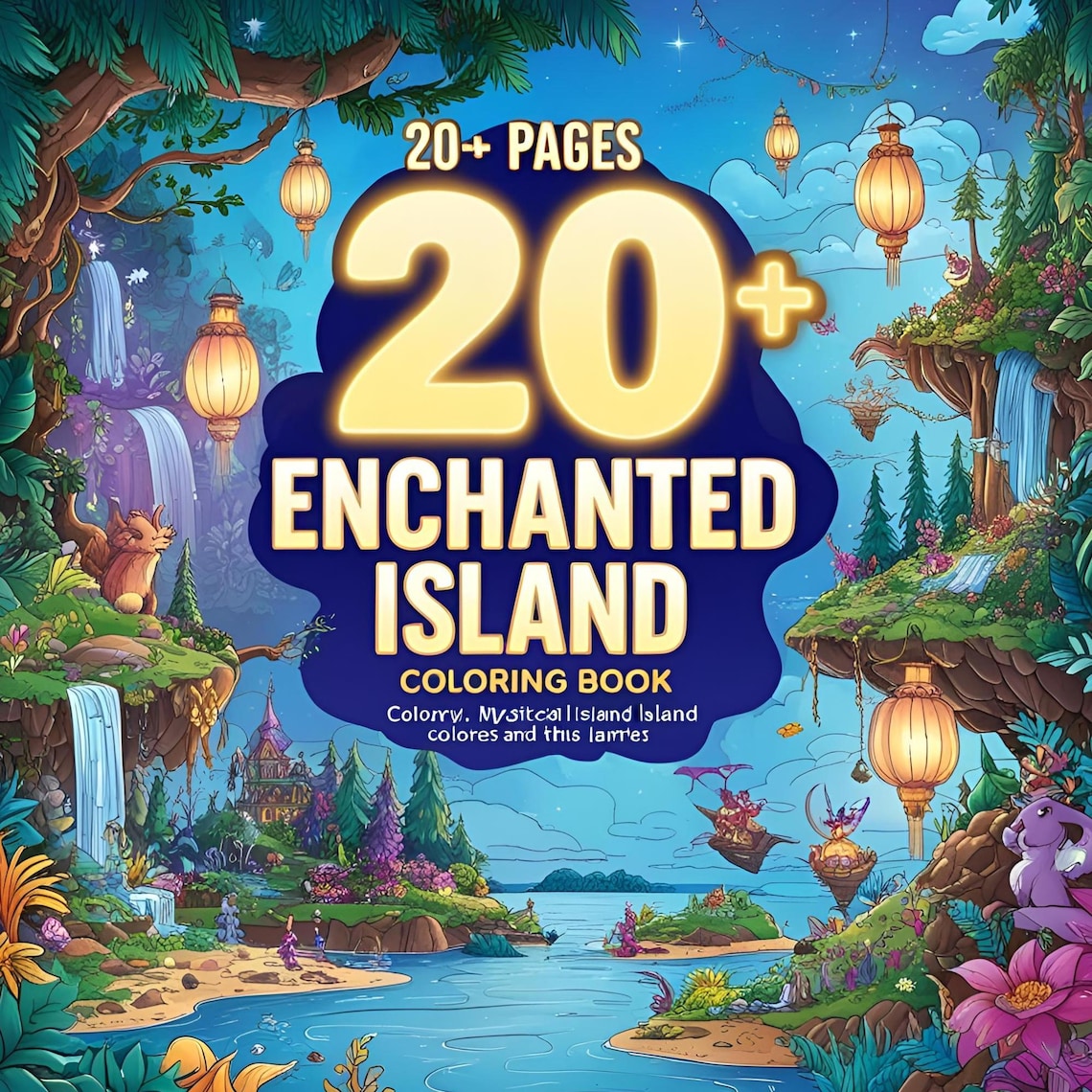 Enchanted Island Coloring Book, Digital Fantasy Coloring, Magical ...
