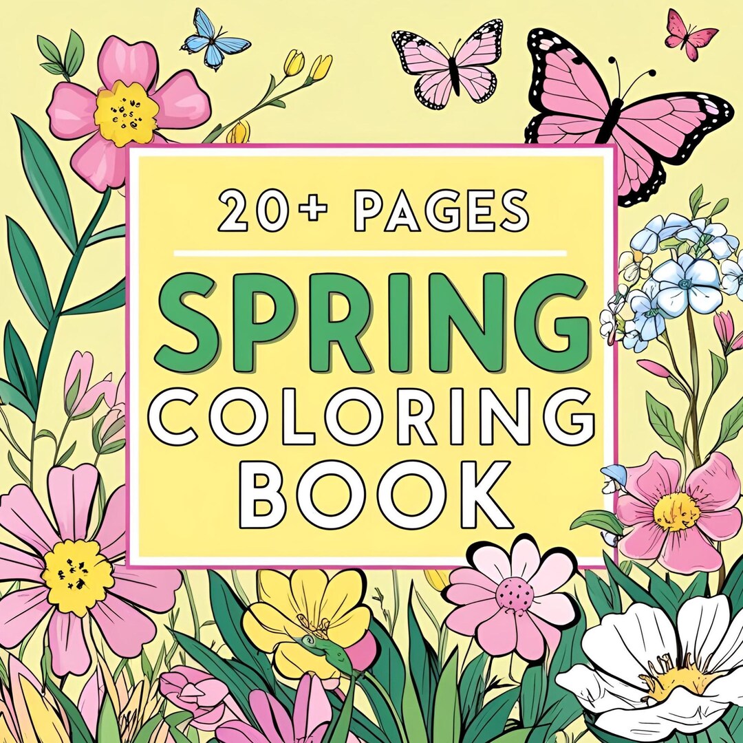 Spring Coloring Book, Digital Coloring Pages, Springtime Illustrations ...