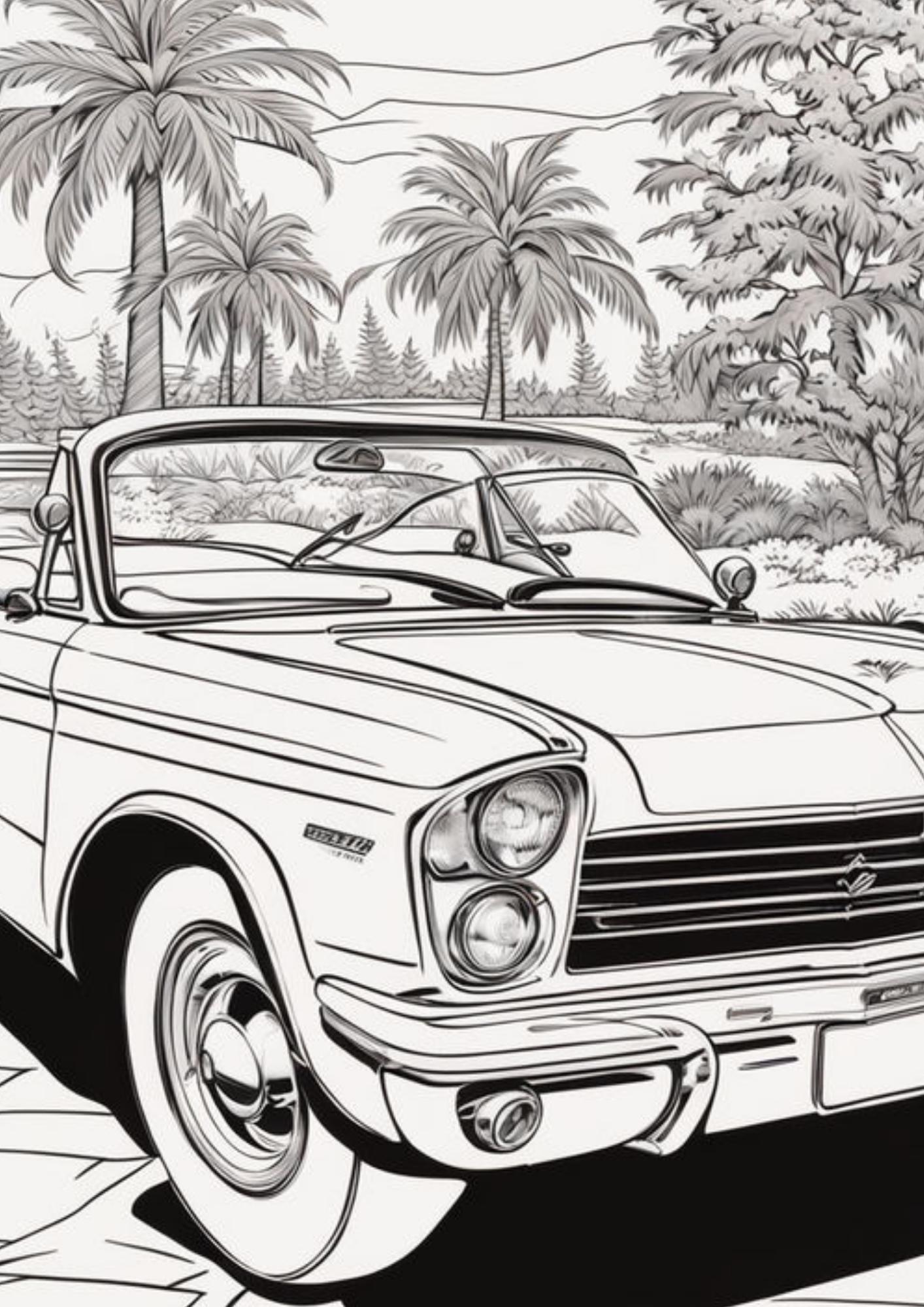 Classic Cars Coloring Book, Vintage Car Designs, Retro Car Coloring ...