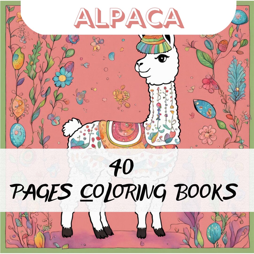 Alpaca Coloring Book, Cute Alpaca Art, Digital Alpaca Pages, Animal ...