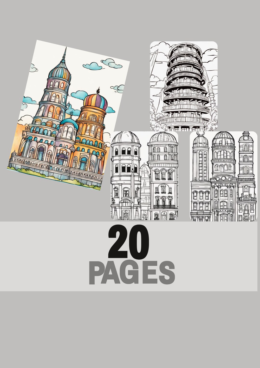 Famous Buildings Coloring Book, Architectural Coloring Pages, Digital ...