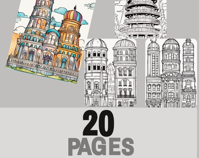 Architectural Buildings Coloring Pages: 100 Designs + 160 Bonus Images ...
