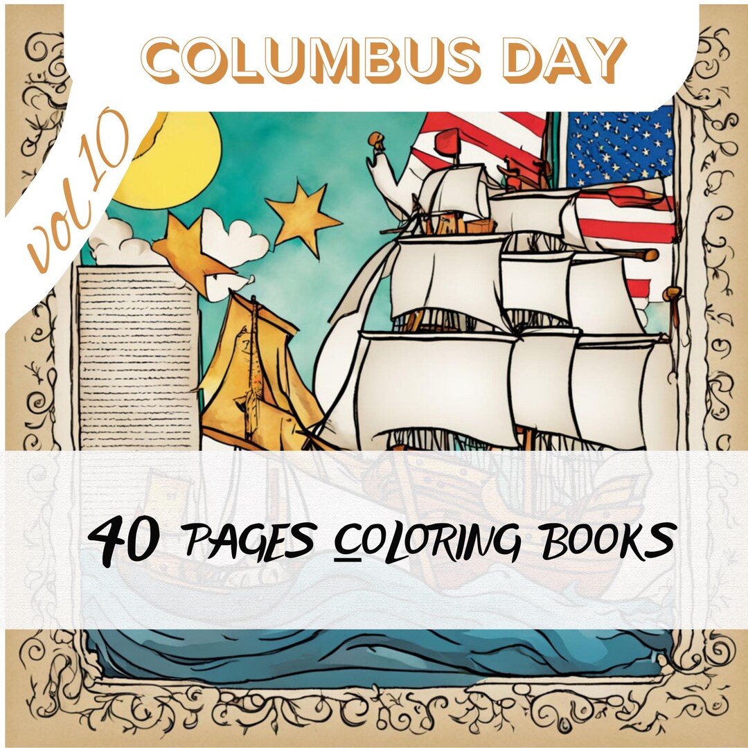 Columbus Day Digital Pages, Columbus Coloring Book,40-page Coloring ...