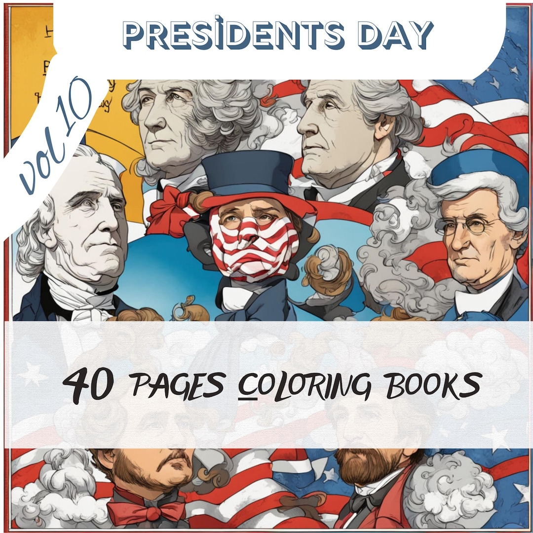 Presidents-themed Coloring, Presidents Day Printable Art, U.S ...