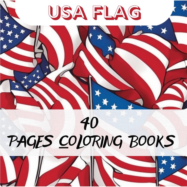 USA Flag Coloring Book, Digital USA Flag Art, Printable American Flag ...