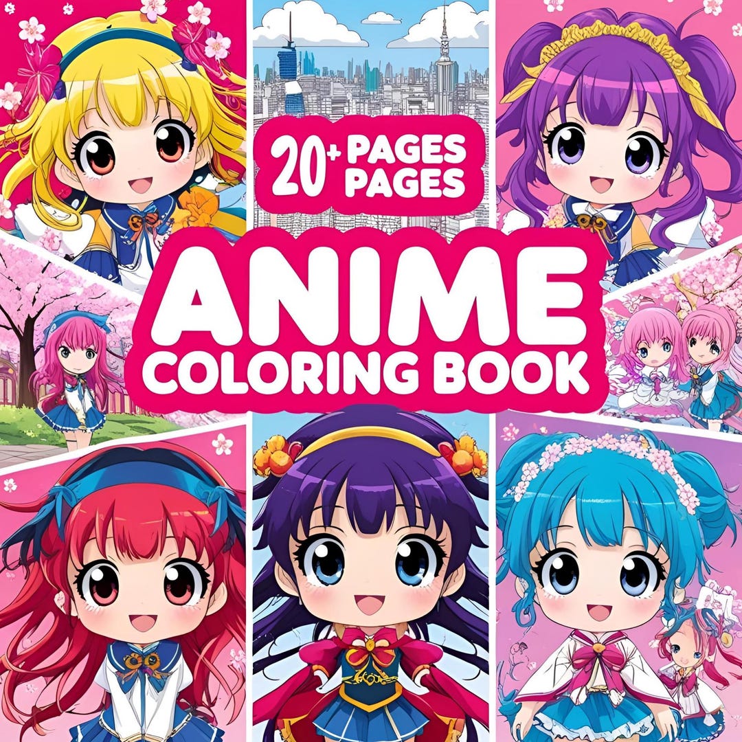 20 Anime Girl Coloring Book, Digital Coloring Pages, Manga Character ...