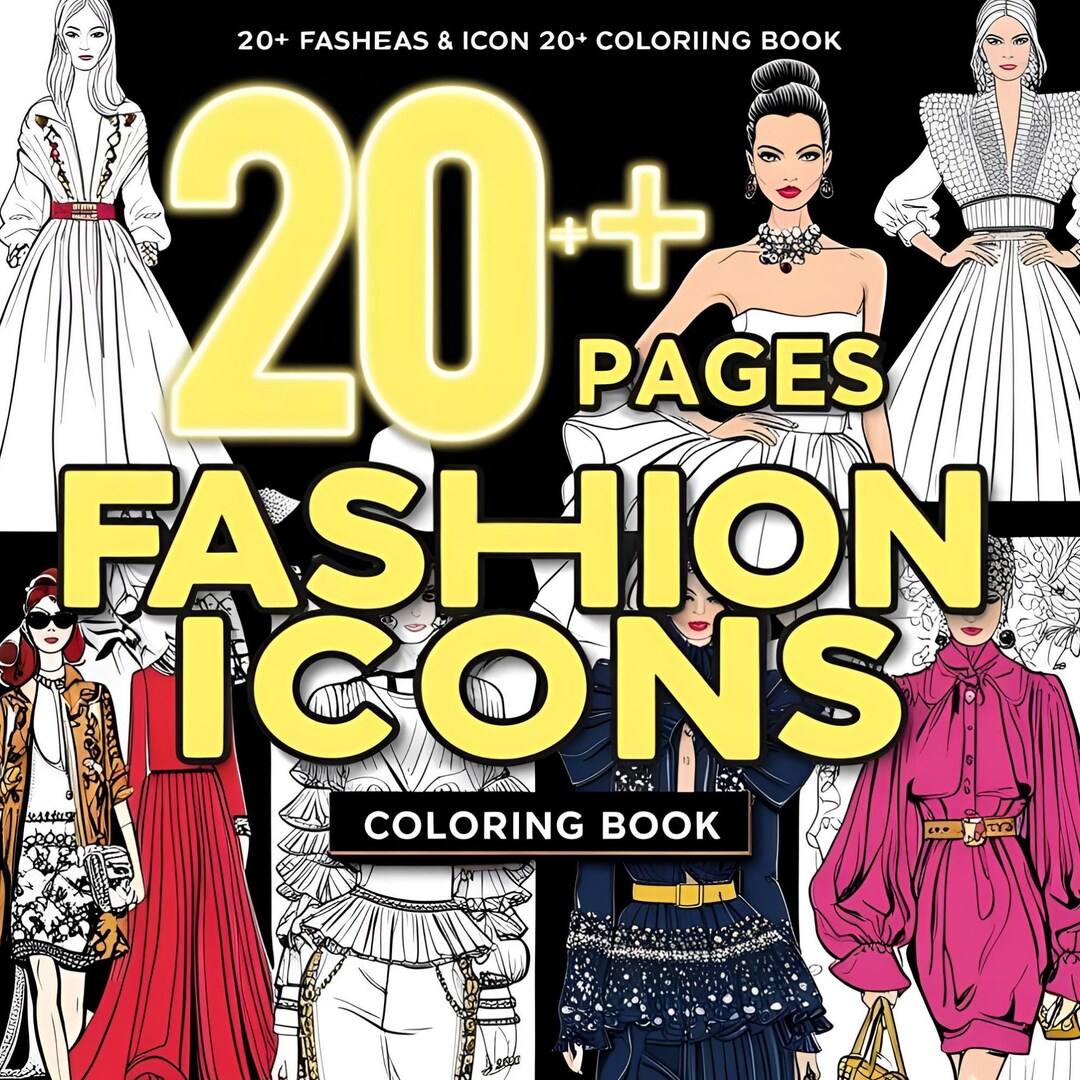 Fashion Icons Coloring Book, Stylish Coloring Pages, Digital Fashion ...