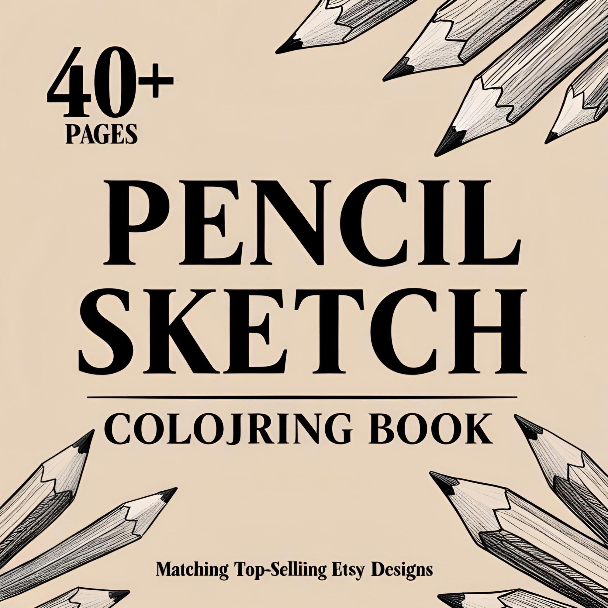 Pencil Sketch Coloring Book, Sketch Art Designs, Black and White ...
