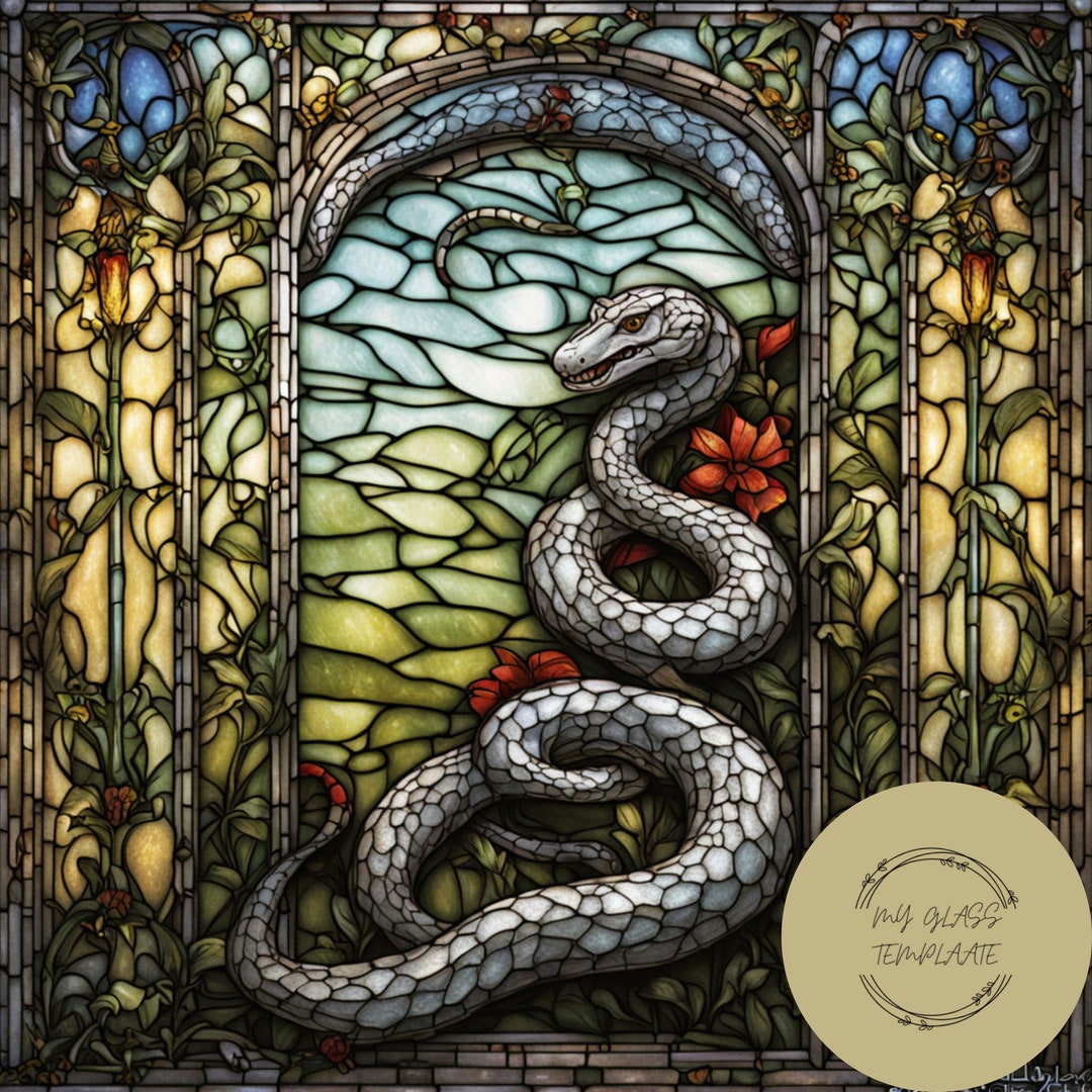 Snake Stained Glass Template, Animal Stained Glass Art, Digital ...