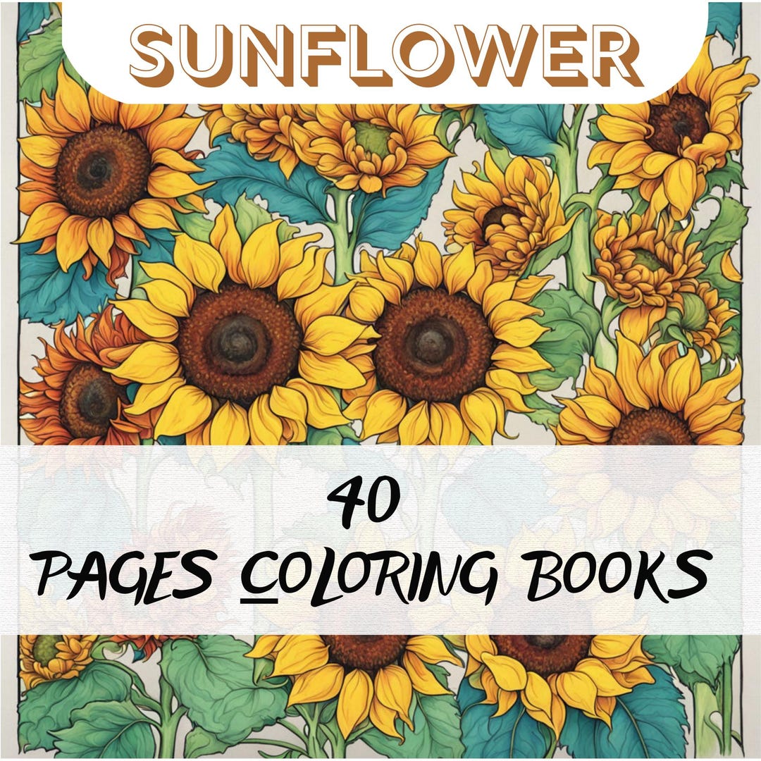 Sunflower Coloring Book, Floral Coloring Pages, Botanical Coloring Book ...