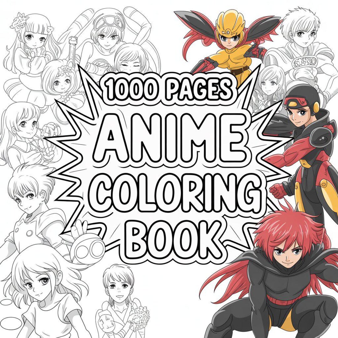 1000 Page Anime Coloring Book, Mixed Themes (digital Download) - Etsy